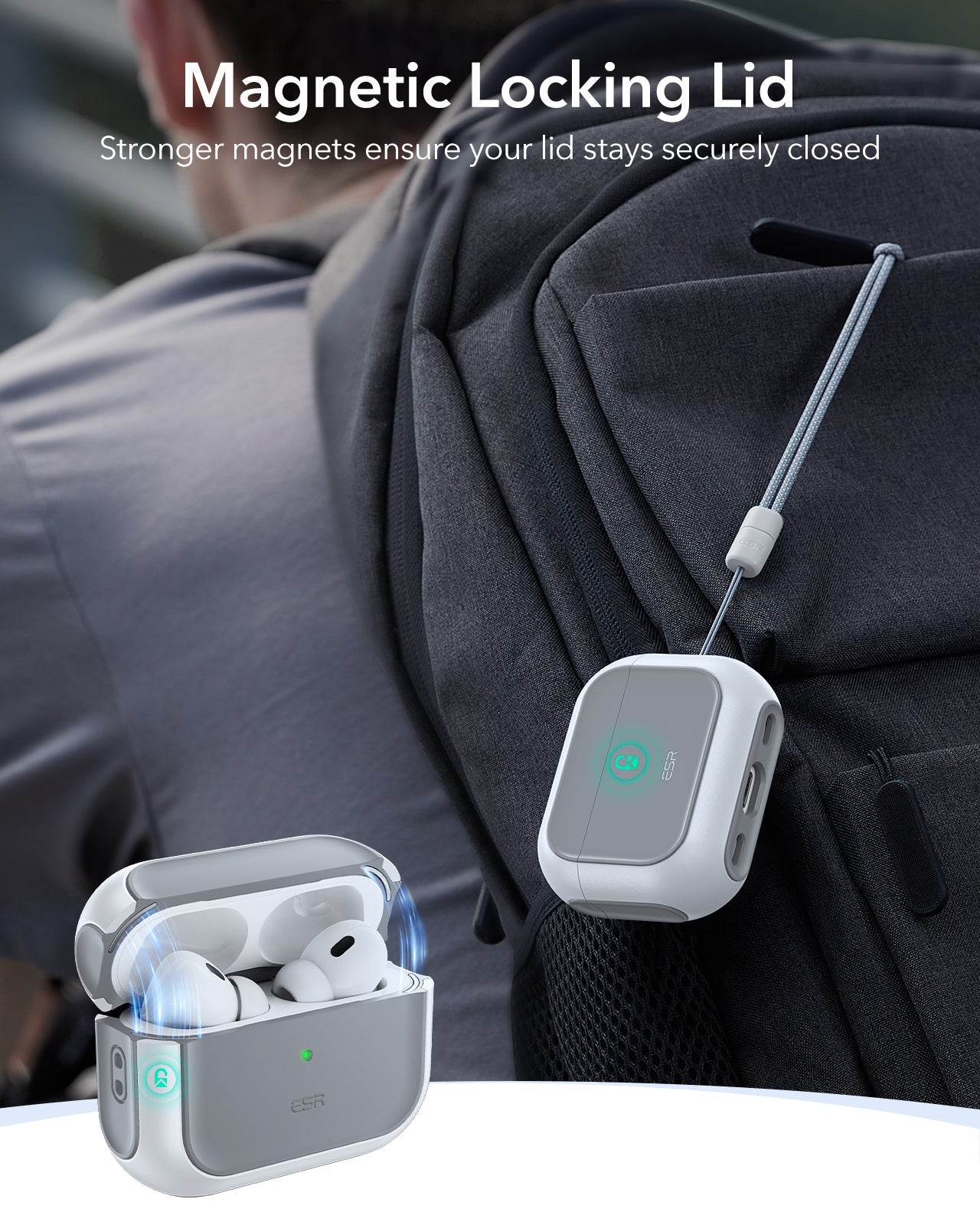White AirPods Pro 3 MagSafe Charging Case & Cover | ESR Orbit Hybrid
