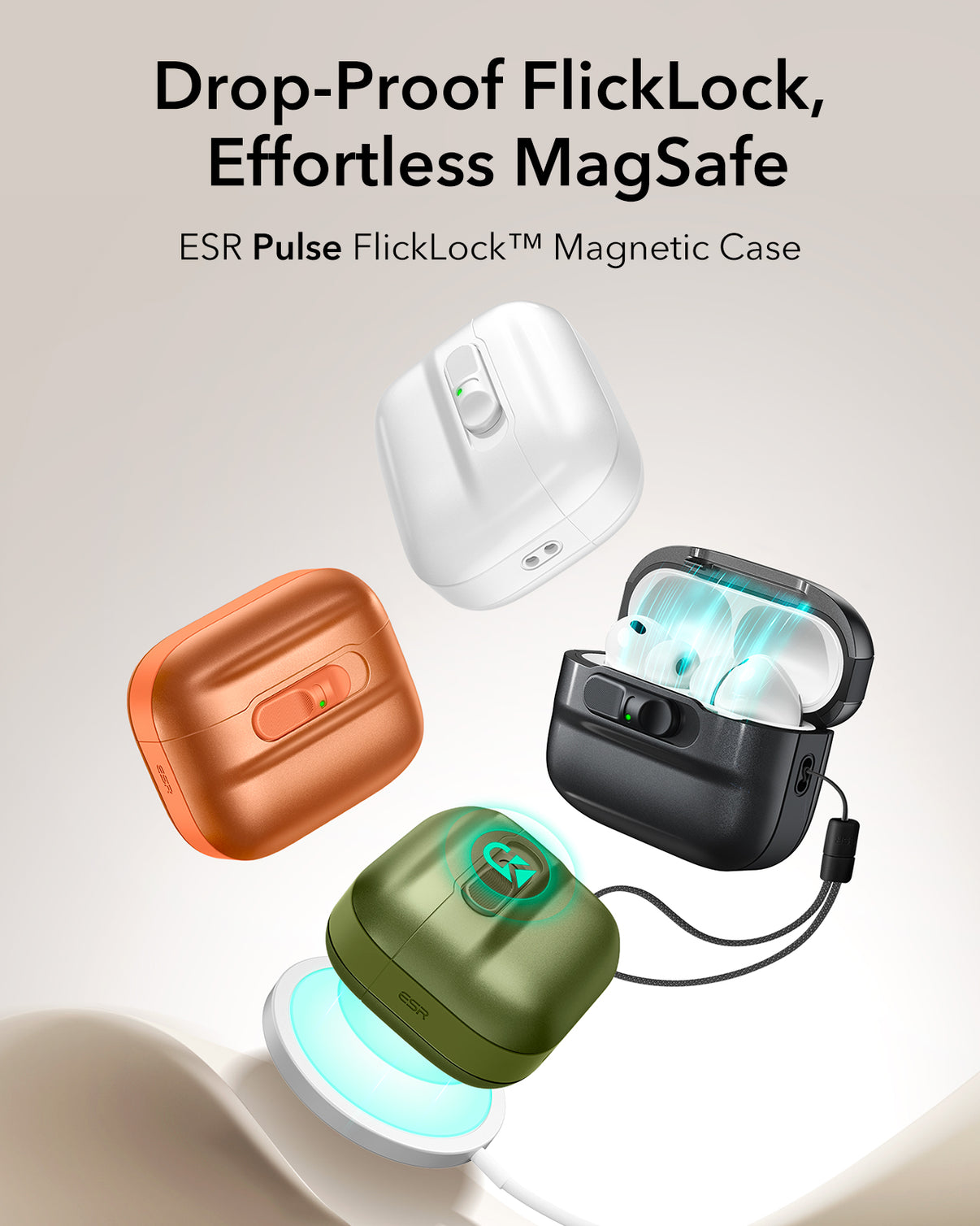 Orange AirPods Pro 3 Wireless MagS Case Cover with Lanyard | ESR Pulse