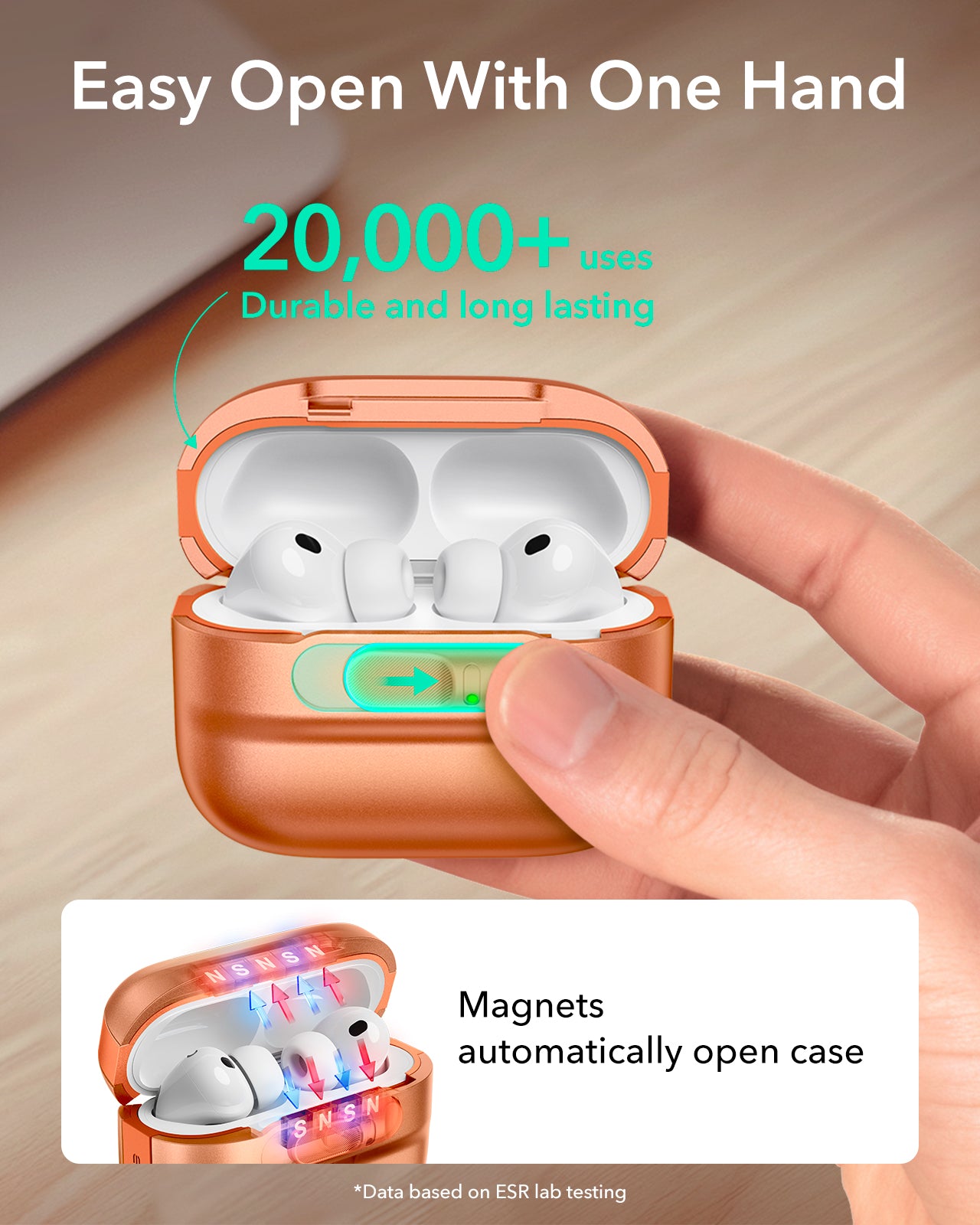 Orange AirPods Pro 3 Wireless MagS Case Cover with Lanyard | ESR Pulse