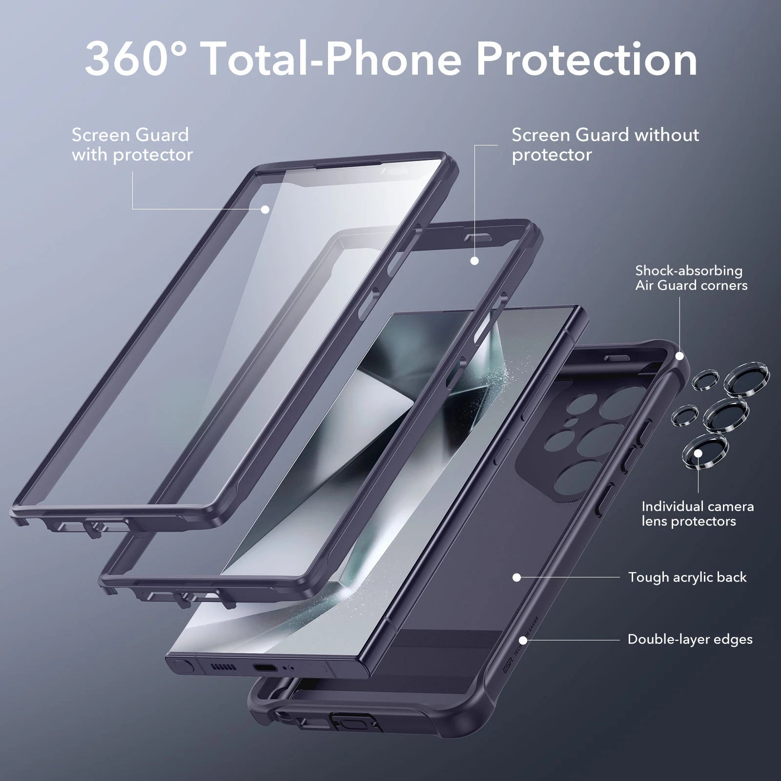Frosted Purple Galaxy S24 Ultra Armor Kickstand Case with Screen ...