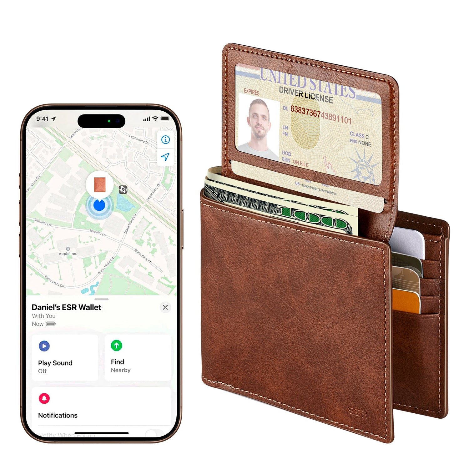 Aged Leather MagSafe Wallet with Apple Find My| ESR Geo Wallet for Men