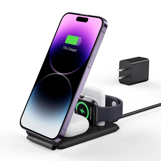 Black 3-in-1 Travel MagSafe Wireless Charging Set | ESR