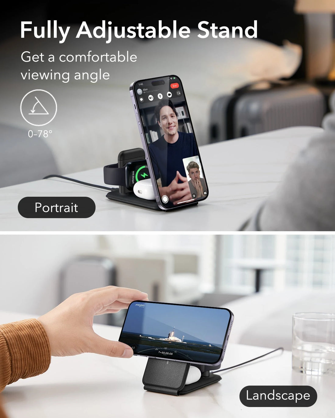 3-in-1 Travel MagSafe Wireless Charging Set - ESR