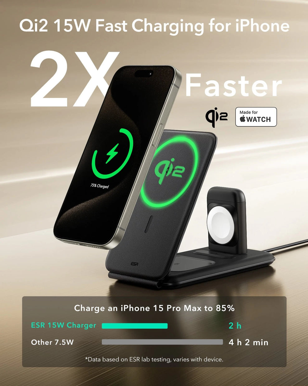 Qi2 3-in-1 Travel Wireless Charging Set with pouch-ESR