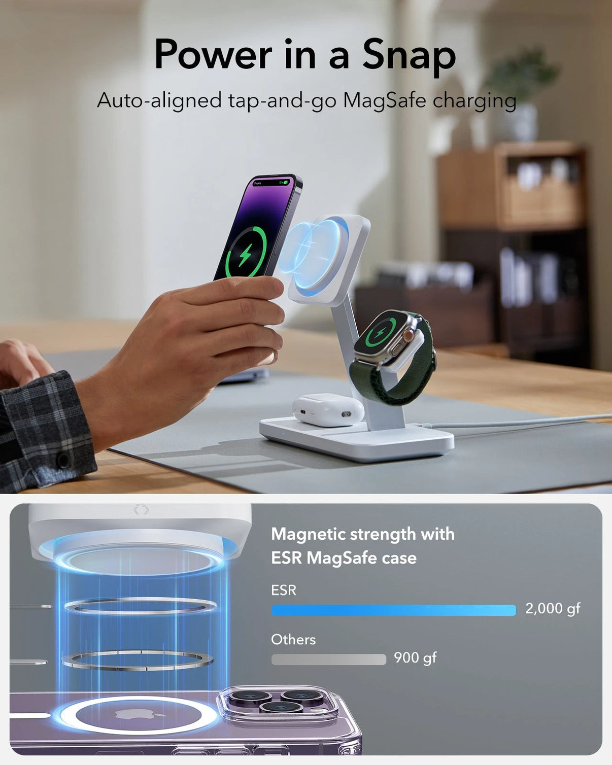 25W 3-in-1 Fast MagSafe Charger with Cooling Technology – ESR