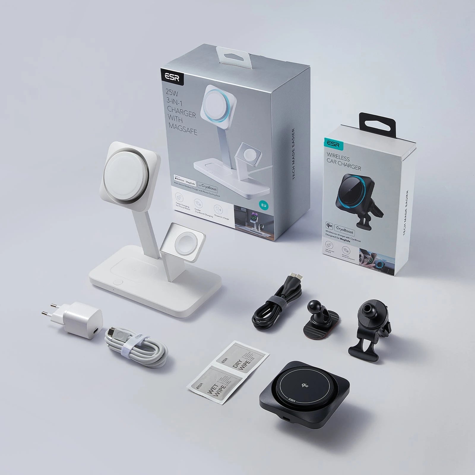 Qi2 MagSafe Car Charger with CryoBoost and 25W 3-in-1 MagSafe Charger ...