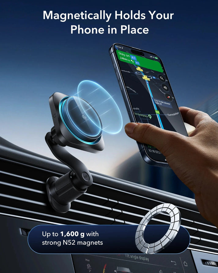 Black Qi2.2 25w Magnetic Wireless Charging Car Vent Mount | ESR OmniLock