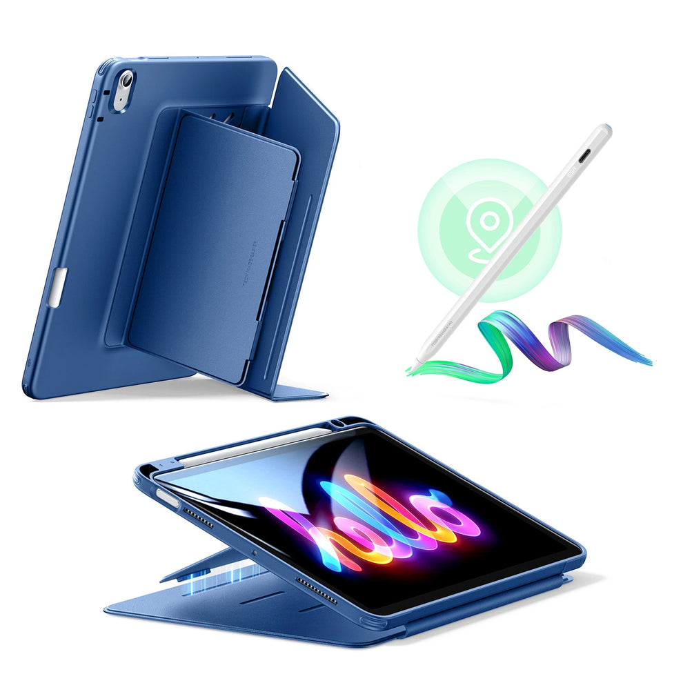 Coque iPad Air 11" (M2) Bleu Marine avec Stylet Compatible Localiser ...