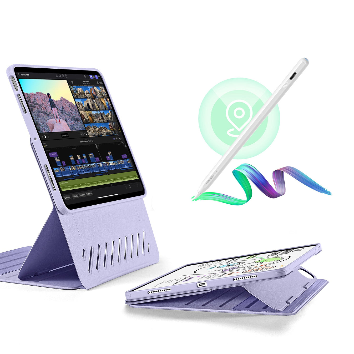 Light Purple Magnetic iPad Air 11 Case (M3) with Stylus Bundle|ESR Shift