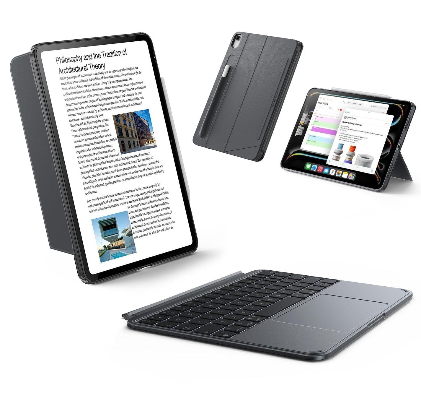 Gray Wireless iPad A16(11th Gen) Keyboard Case with Touchpad | ESR Shift