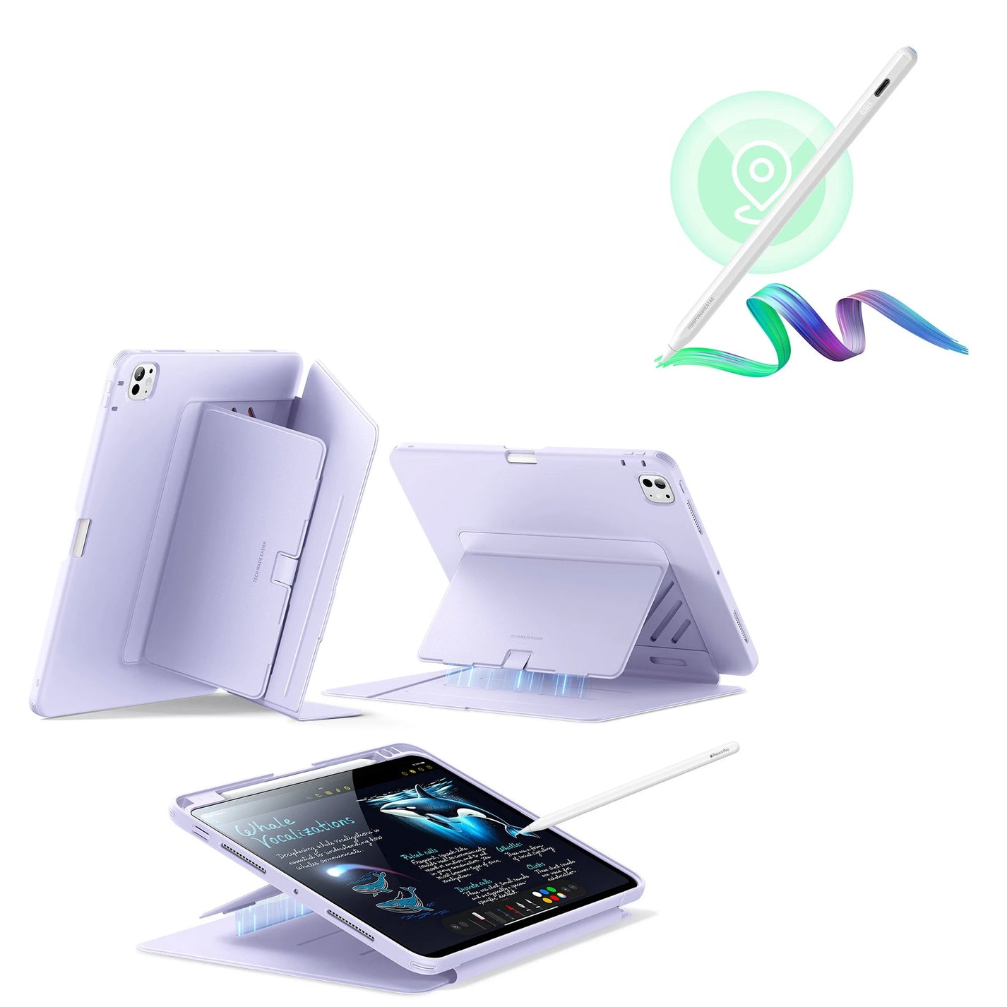 Flip Purple iPad Pro 11 Cover with Pencil Holder & Stylus (M4) | ESR
