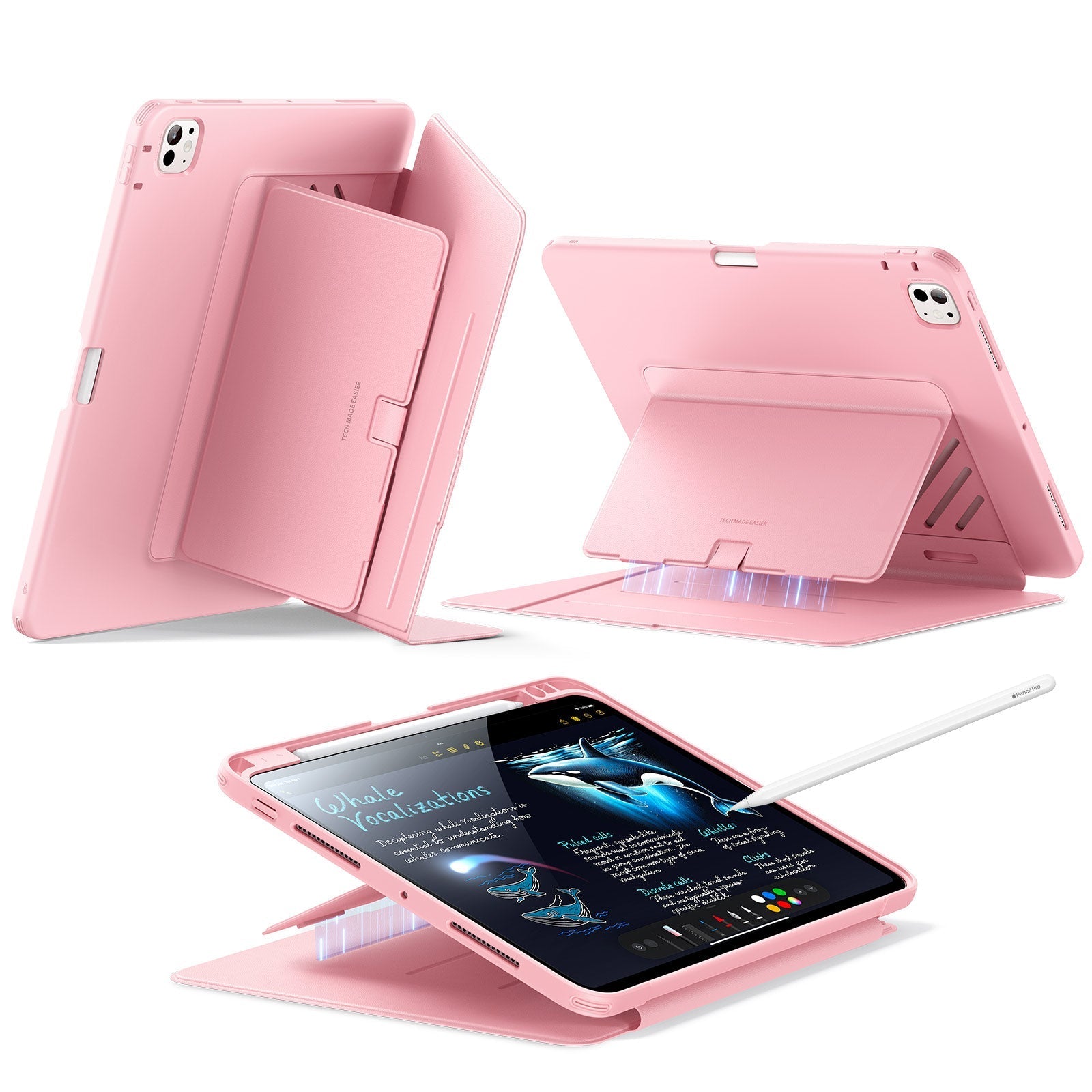 Pink 11-inch iPad Case with Pencil Holder for iPad Pro (M4) | ESR Flip