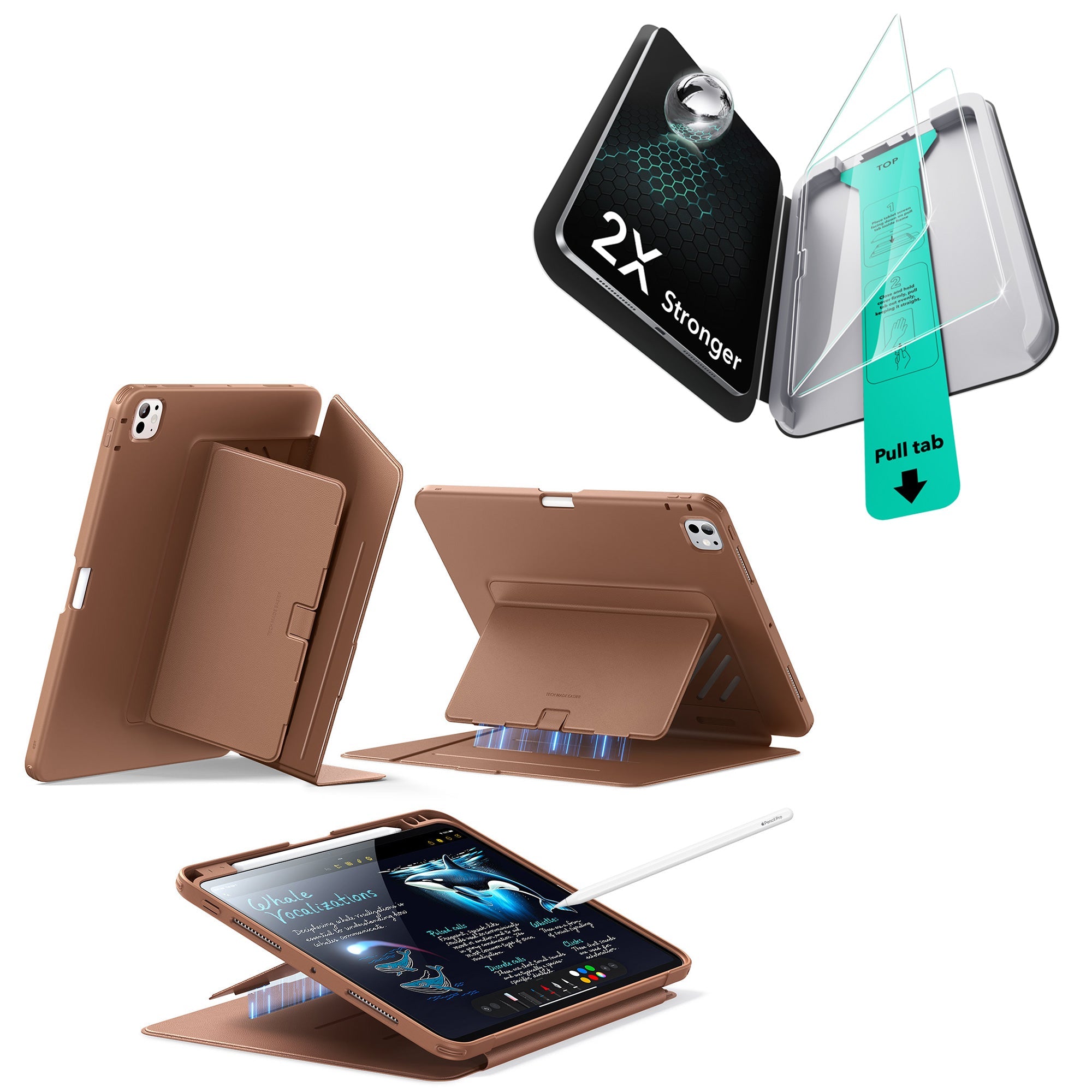 Brown iPad Pro 11 Case with Pen Slot & HD Screen Protector(M5)|ESR Flip