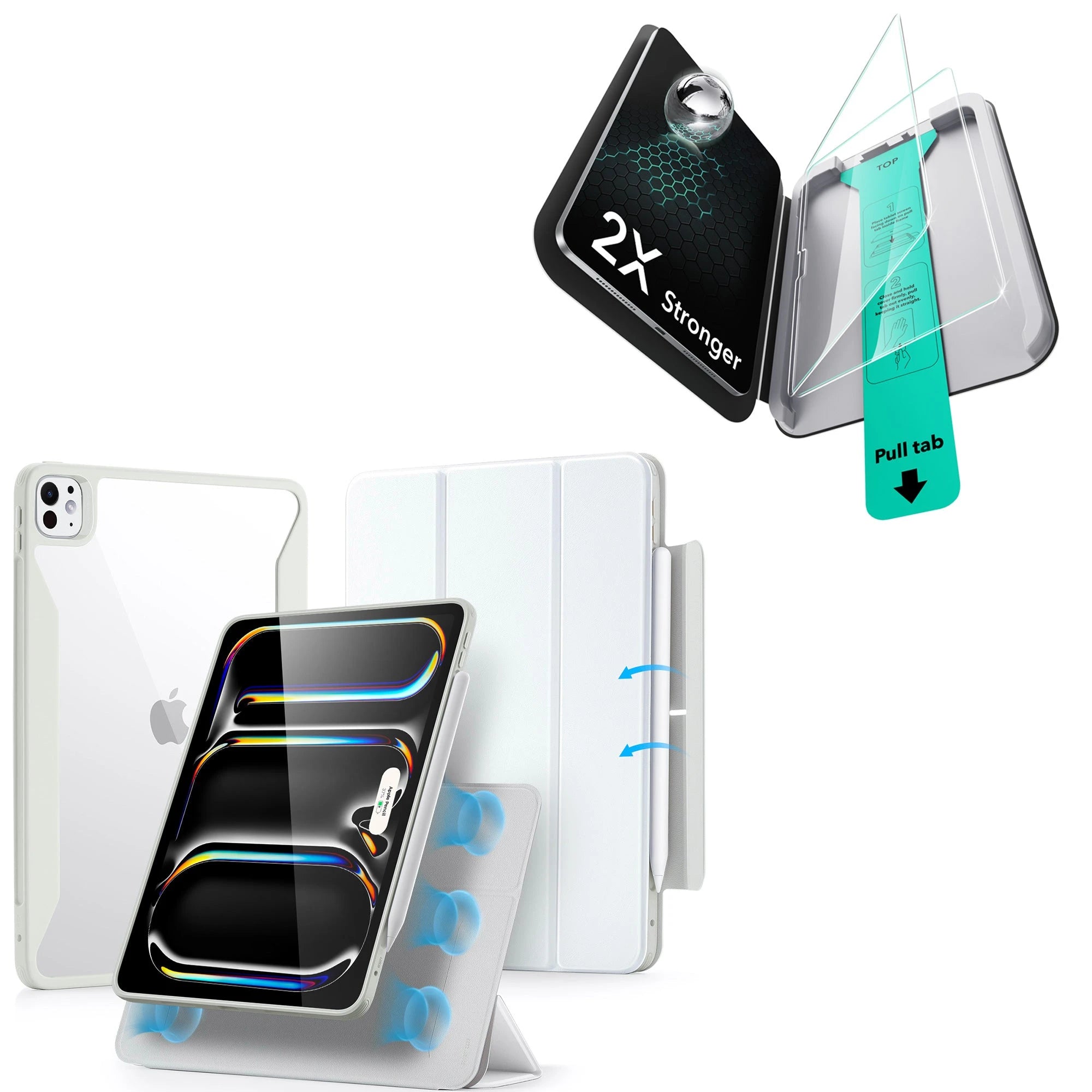 White iPad Pro 11 M5 Case with Magnetic Cover & Protector Set|ESR Hybrid