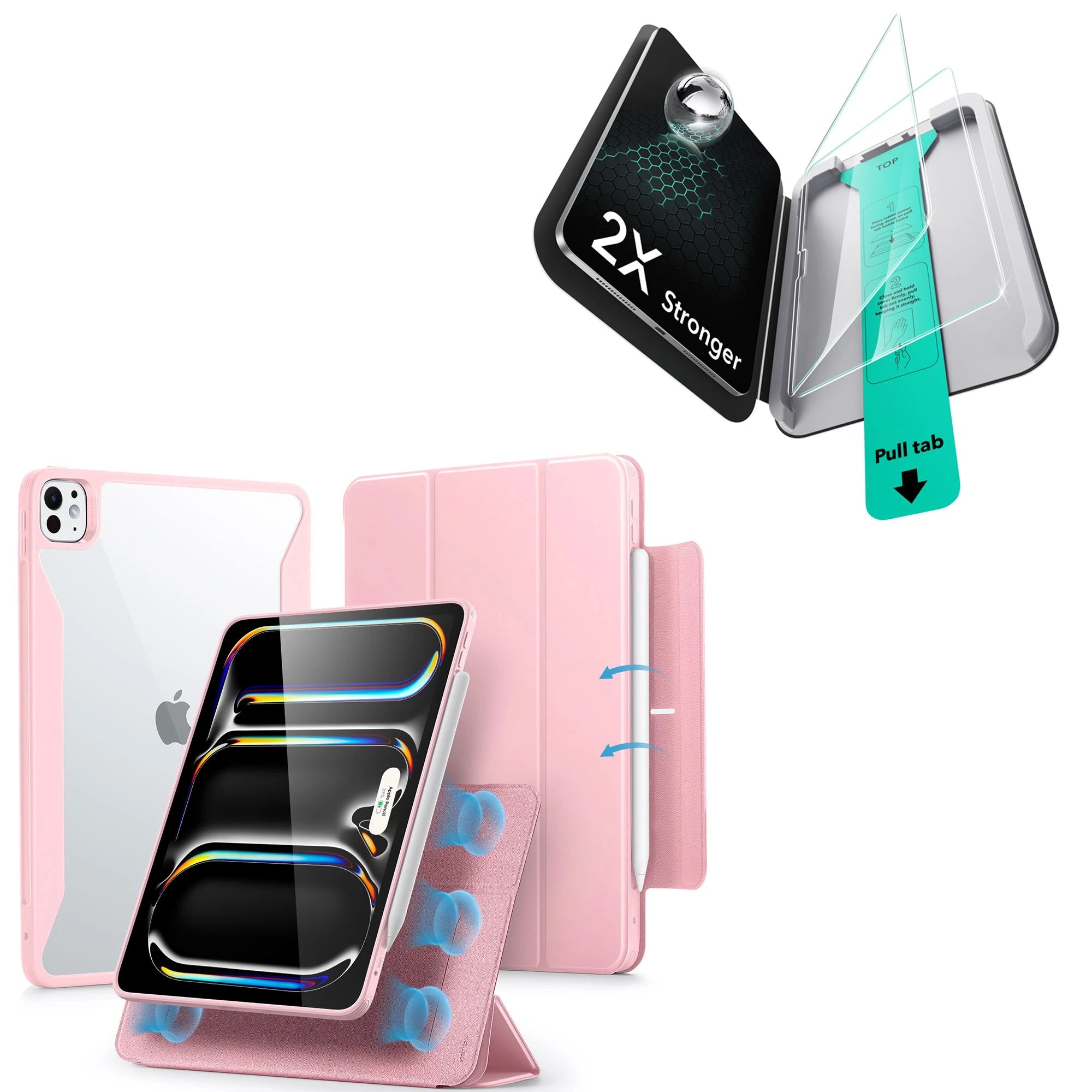 Pink iPad Pro 11 Case with Magnetic Cover & Screen Set (M5)|ESR Hybrid