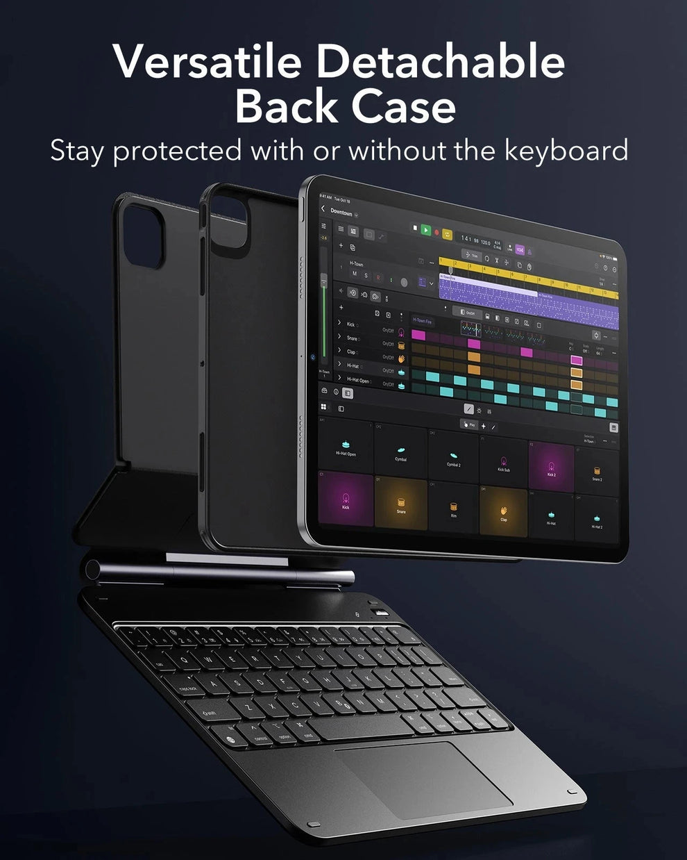 Black iPad Pro 11 inch(2024) Magnetic Keyboard Case - ESR Rebound 360
