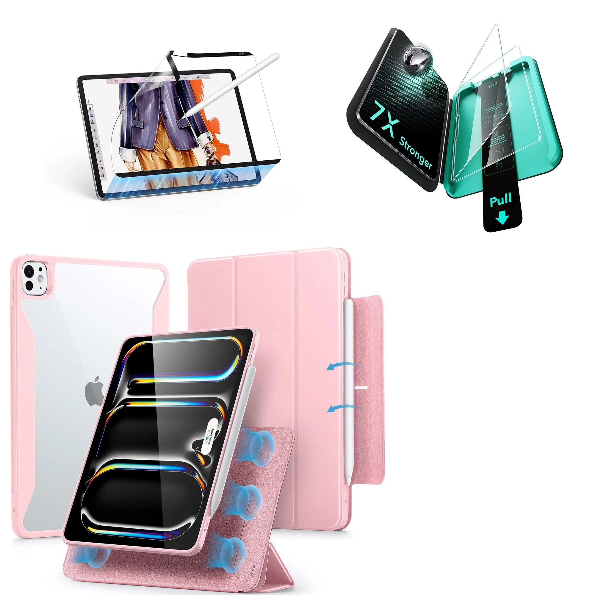 Stylish Pink iPad Pro 11 M5 Case Cover & Screen Protection|ESR Rebound