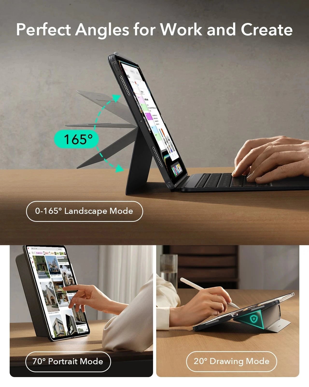 Gray Bluetooth iPad Pro 13 Keyboard Case(M5) & Pencil Holder | ESR Shift
