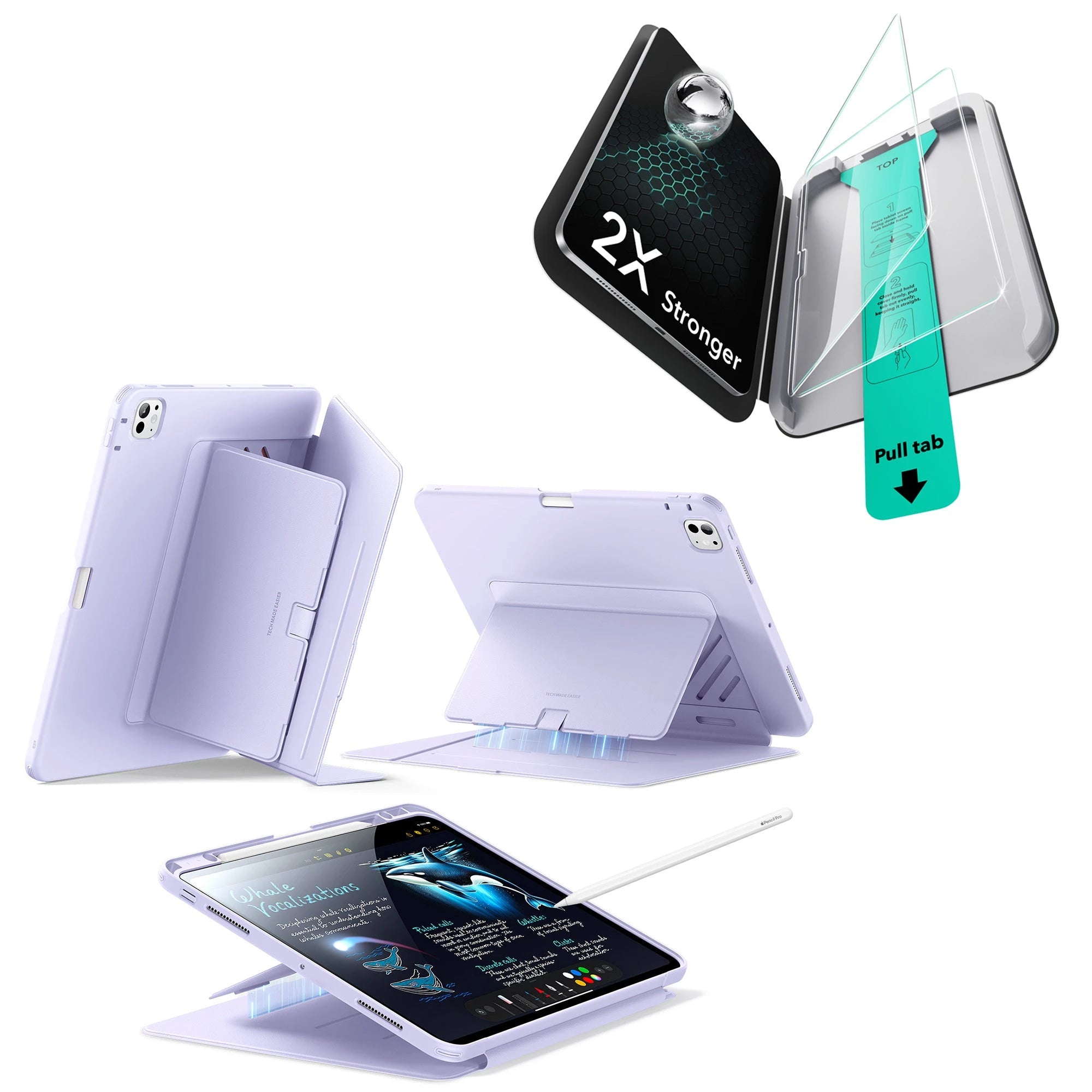 Purple iPad Pro 13 Case & Clear Screen Protectors (M5)|ESR Flip Bundle