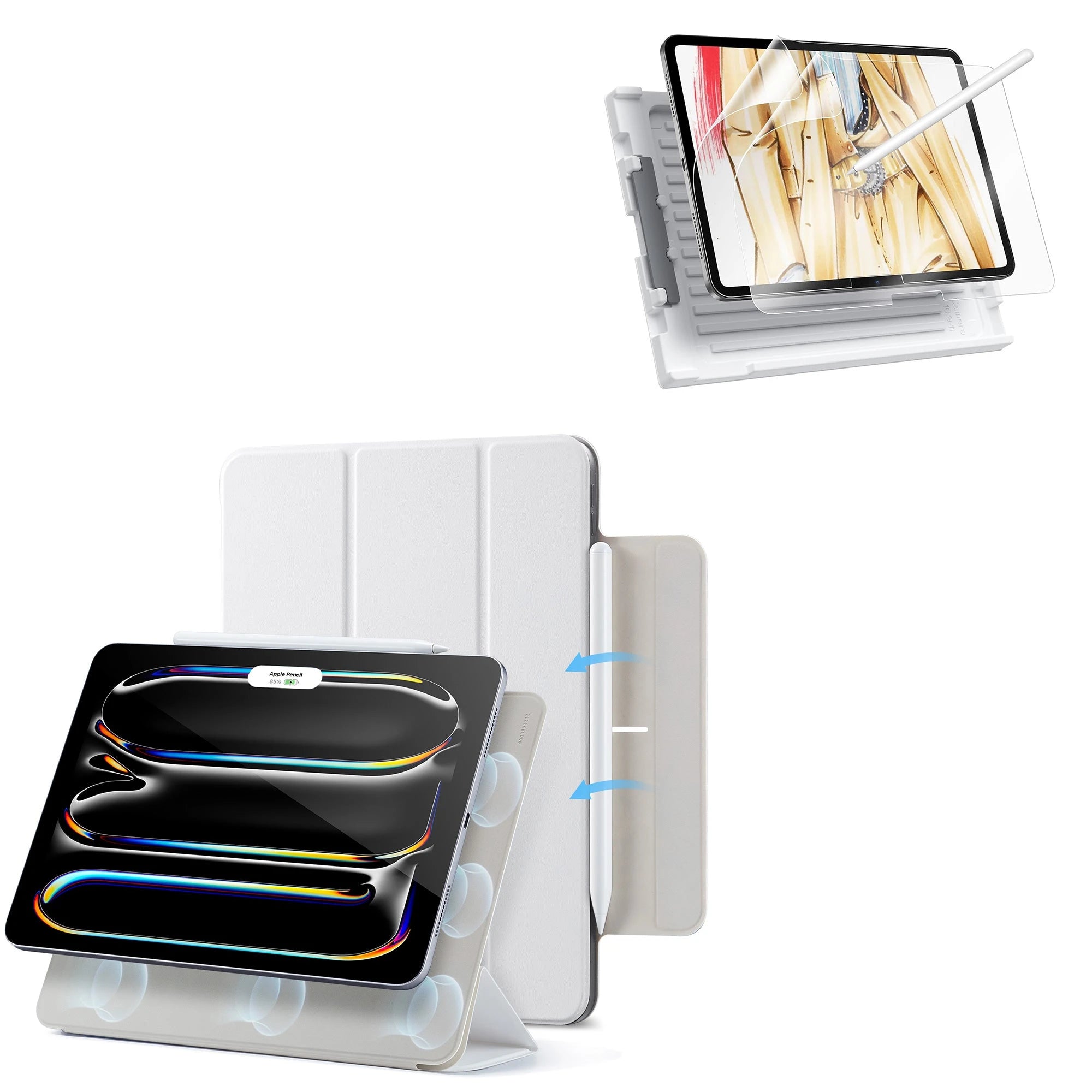 Rebound White iPad Pro 13 M5 Case with Paper-Feel Screen Protector | ESR
