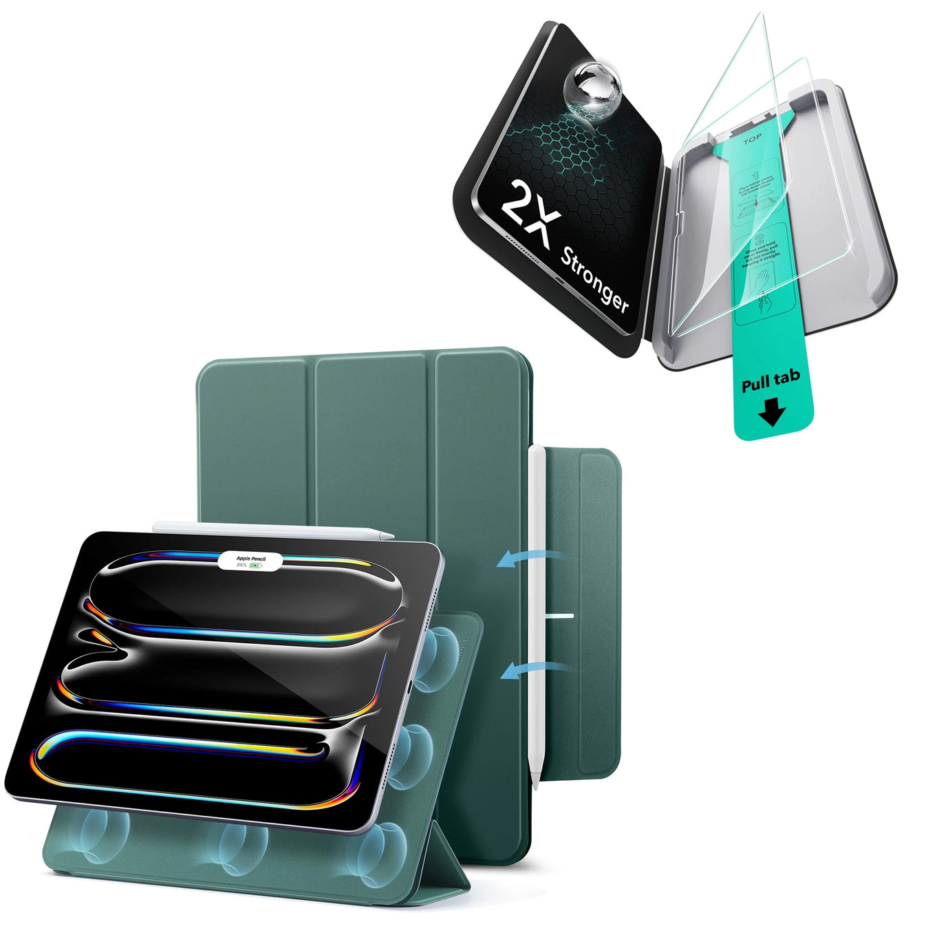 Green iPad Pro 13 M5 Case & Tempered Glass Screen Protector|ESR Rebound