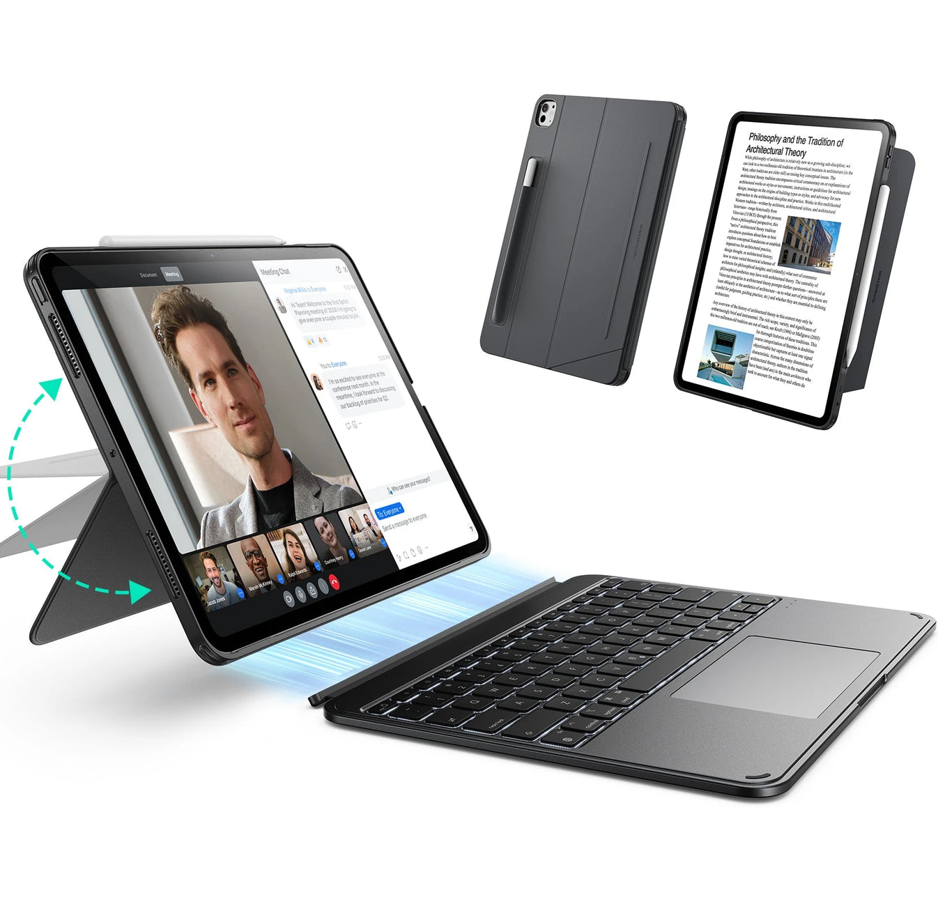 Gray Bluetooth iPad Pro 13 Keyboard Case(M5) & Pencil Holder | ESR Shift