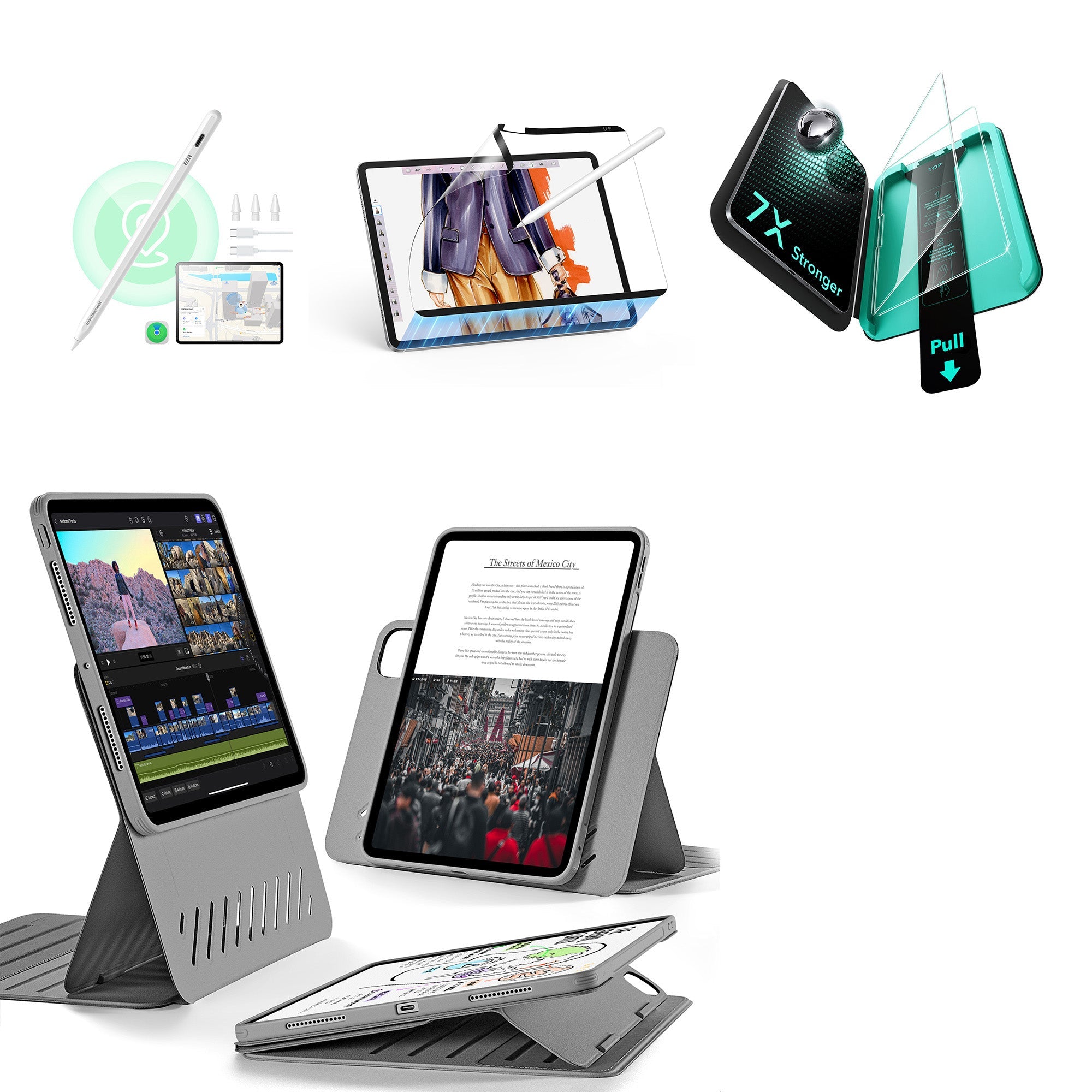 Grey iPad Pro 13 (M5,2025) Secure Protection | ESR Shift Protective Bundle