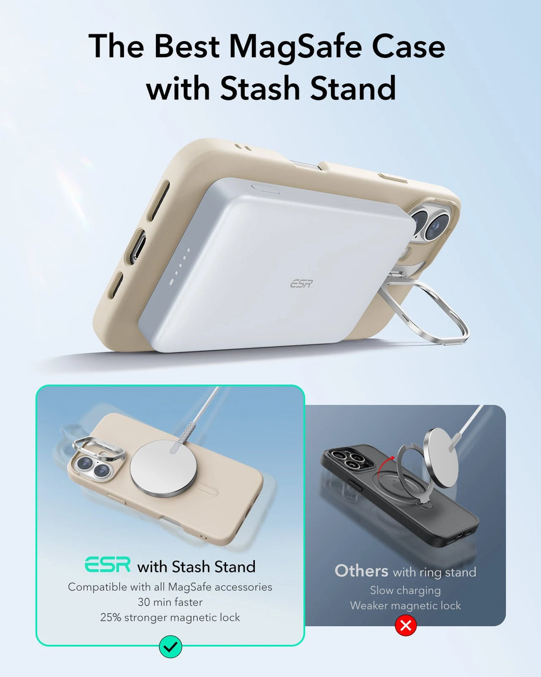 Light Tan iPhone 16 Silicone MagSafe Case with Stand | ESR