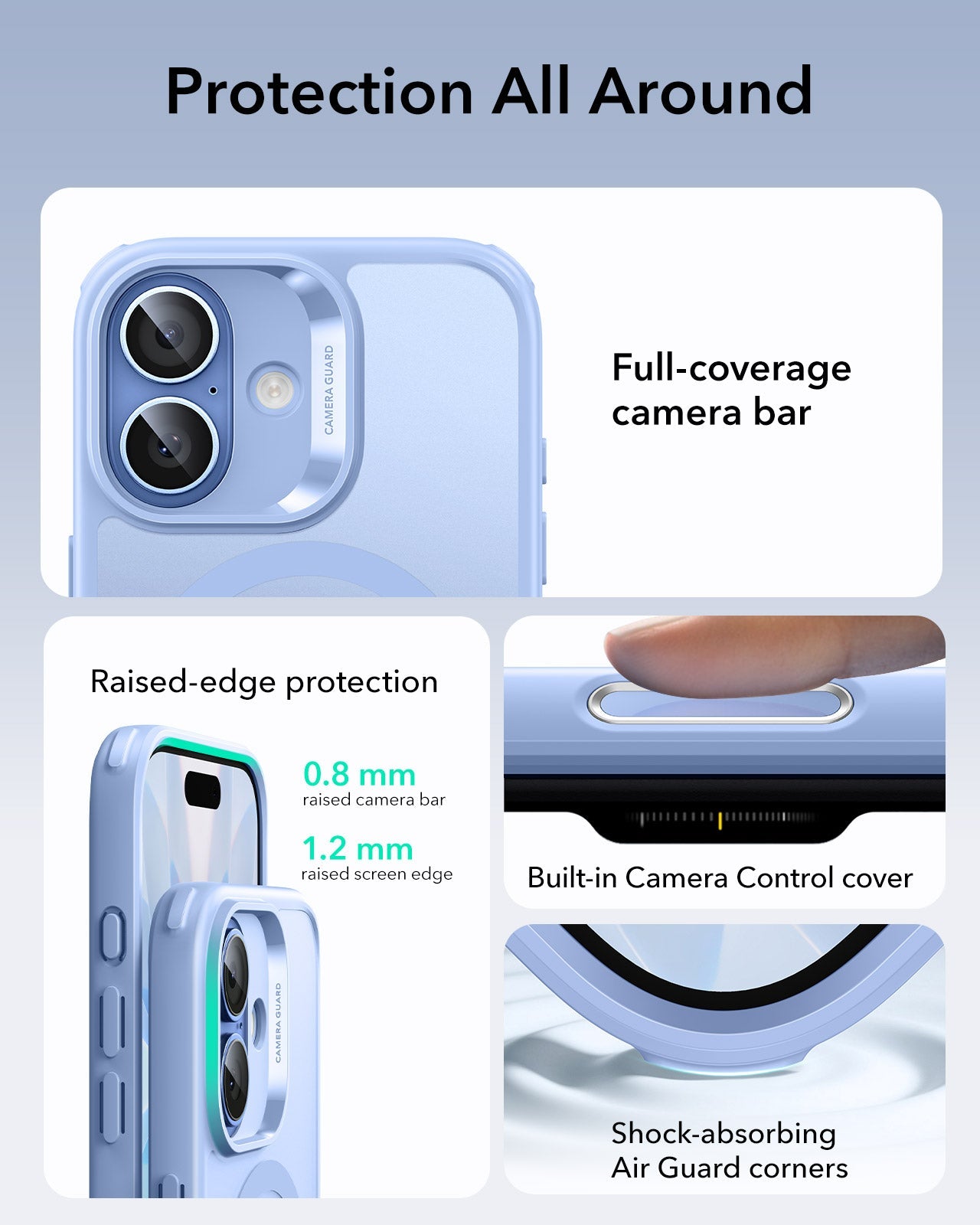 Light Blue Non-Yellowing MagSafe iPhone 17 Case | ESR Hybrid Protection