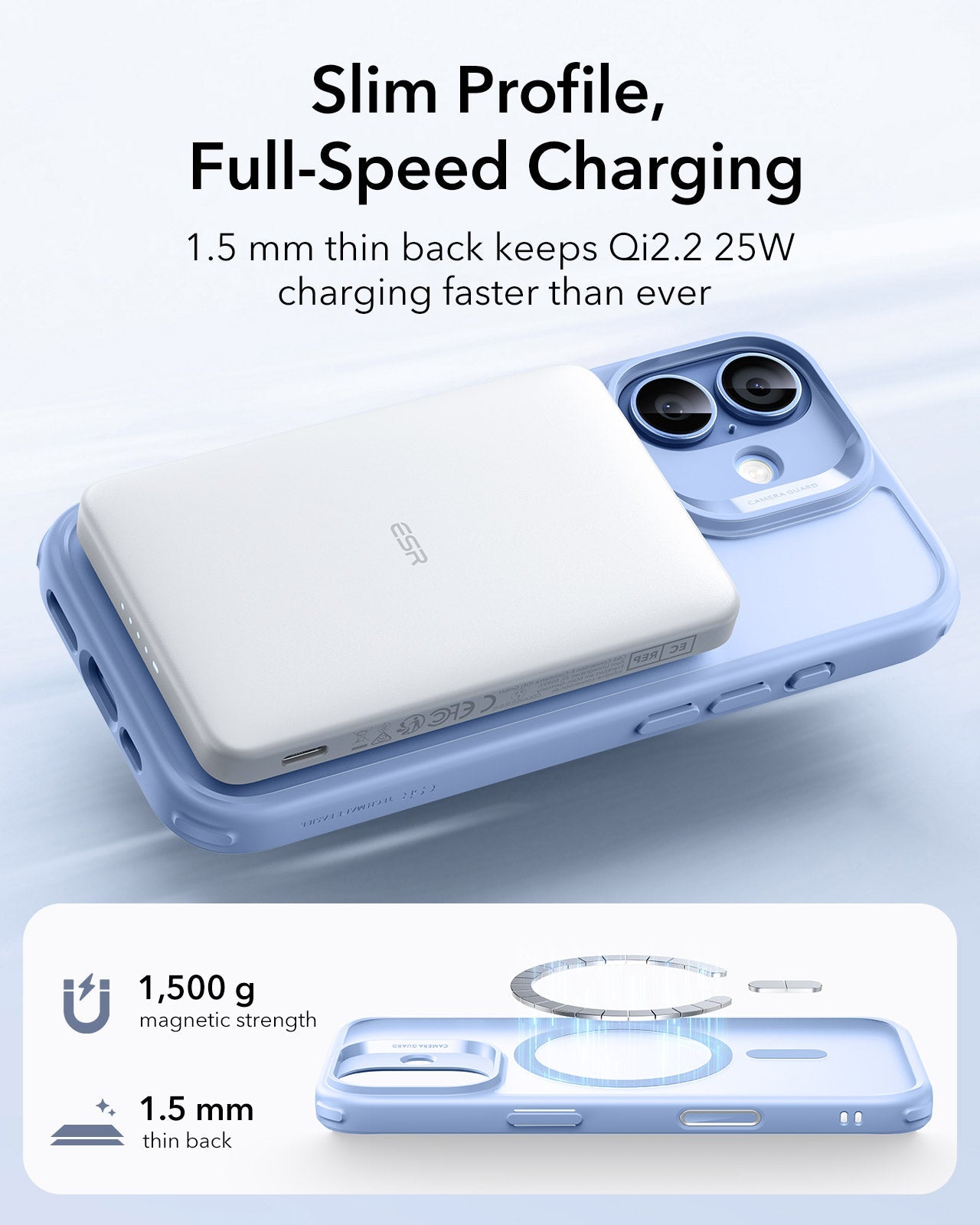 Light Blue Non-Yellowing MagSafe iPhone 17 Case | ESR Hybrid Protection