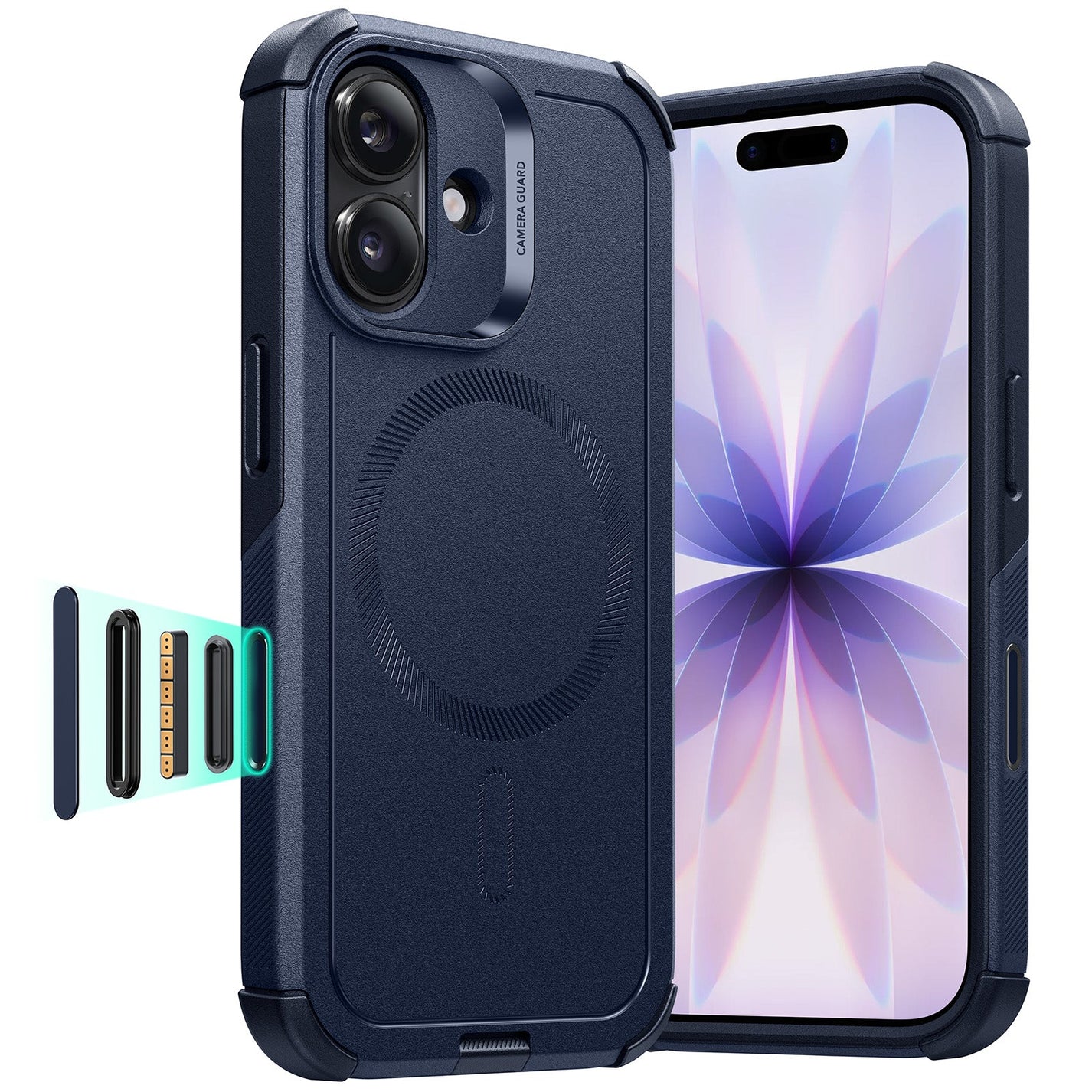 Blue iPhone 17 Phone Case with Camera Control Cover | ESR Cyber Tough