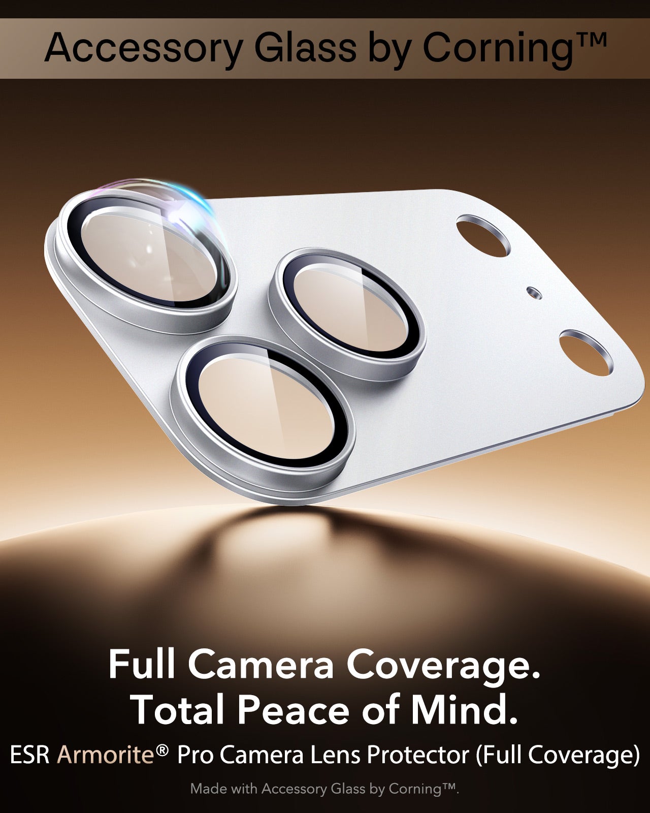 Silver iPhone 17 Pro One-Piece Corning Lens Protector | ESR Armorite