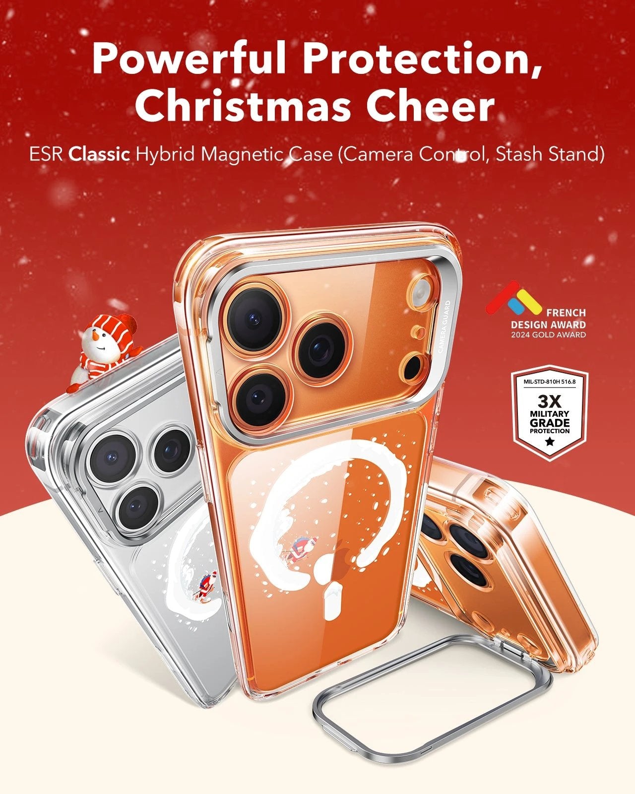 Clear Santa Skater Phone Case for iPhone 17 Pro with Stand | ESR Classic