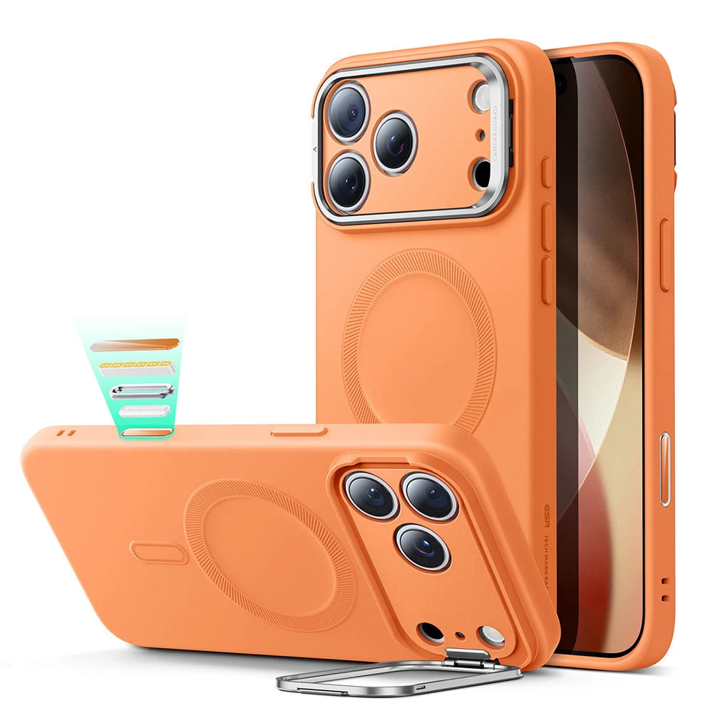 Coque en silicone orange avec support pour Apple iPhone 17 Pro | ESR
