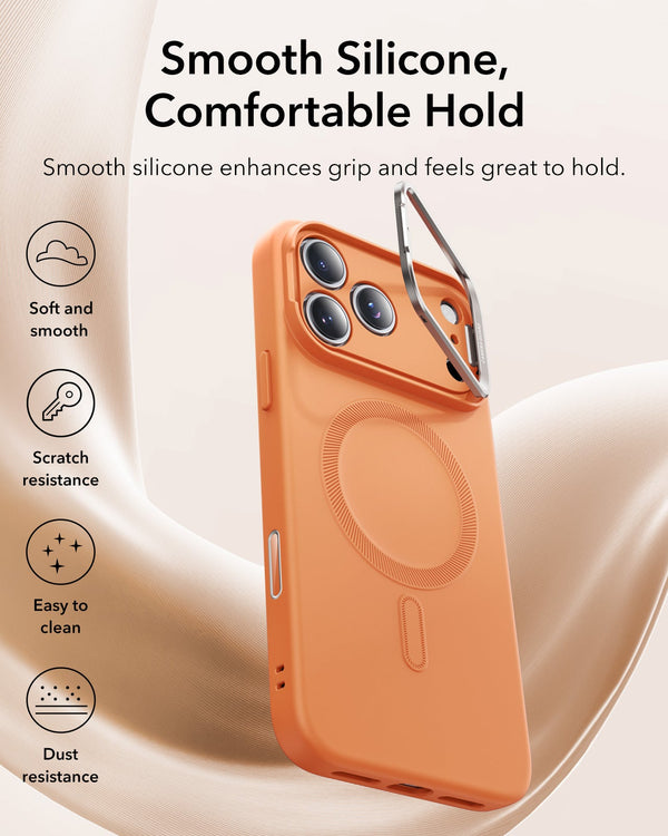 Orange Silicone Phone Case with Stand for Apple iPhone 17 Pro | ESR