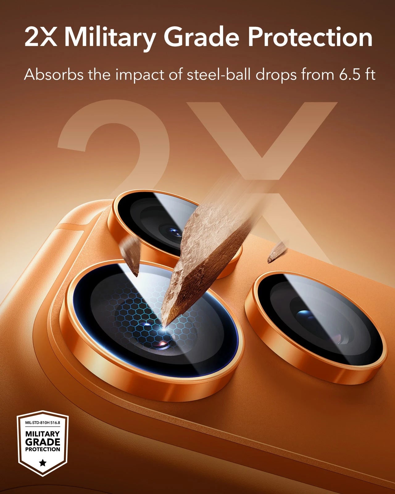 Orange iPhone 17 Pro Max/Pro Phone Camera Lens Protector | ESR Armorite