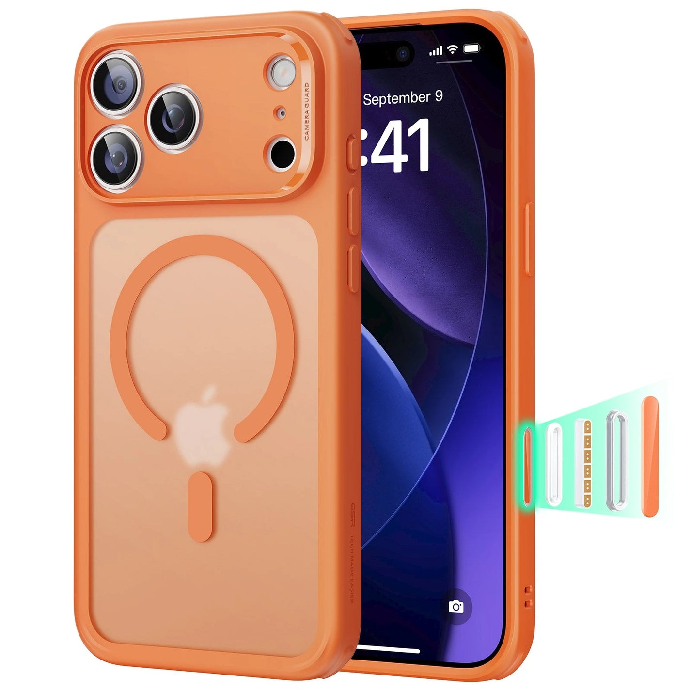 Orange iPhone 17 Pro Max Case with Camera Control Cover | ESR Hybrid
