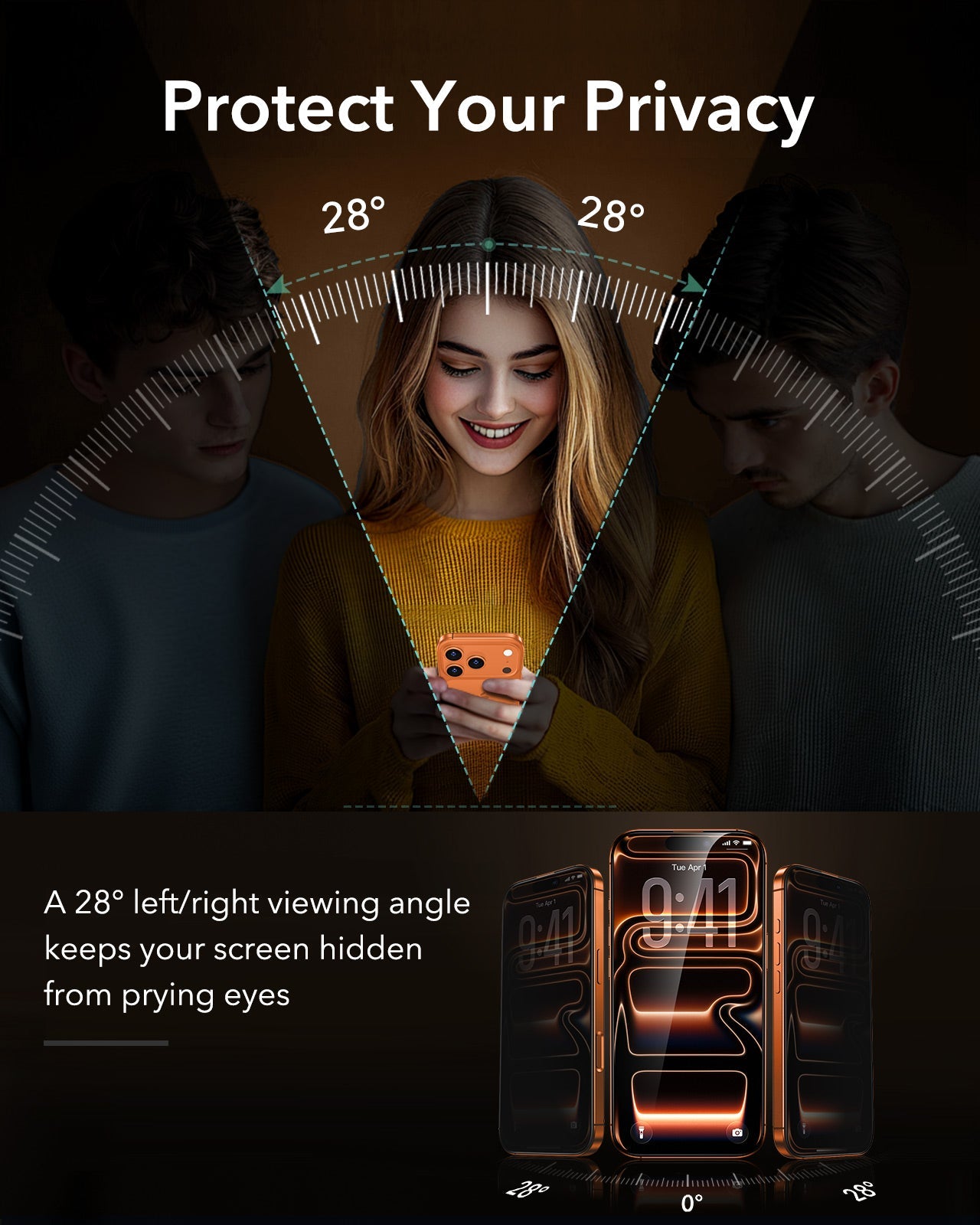 Armorite iPhone 17 Pro Anti-Spy Corning Glass Screen Protector | ESR