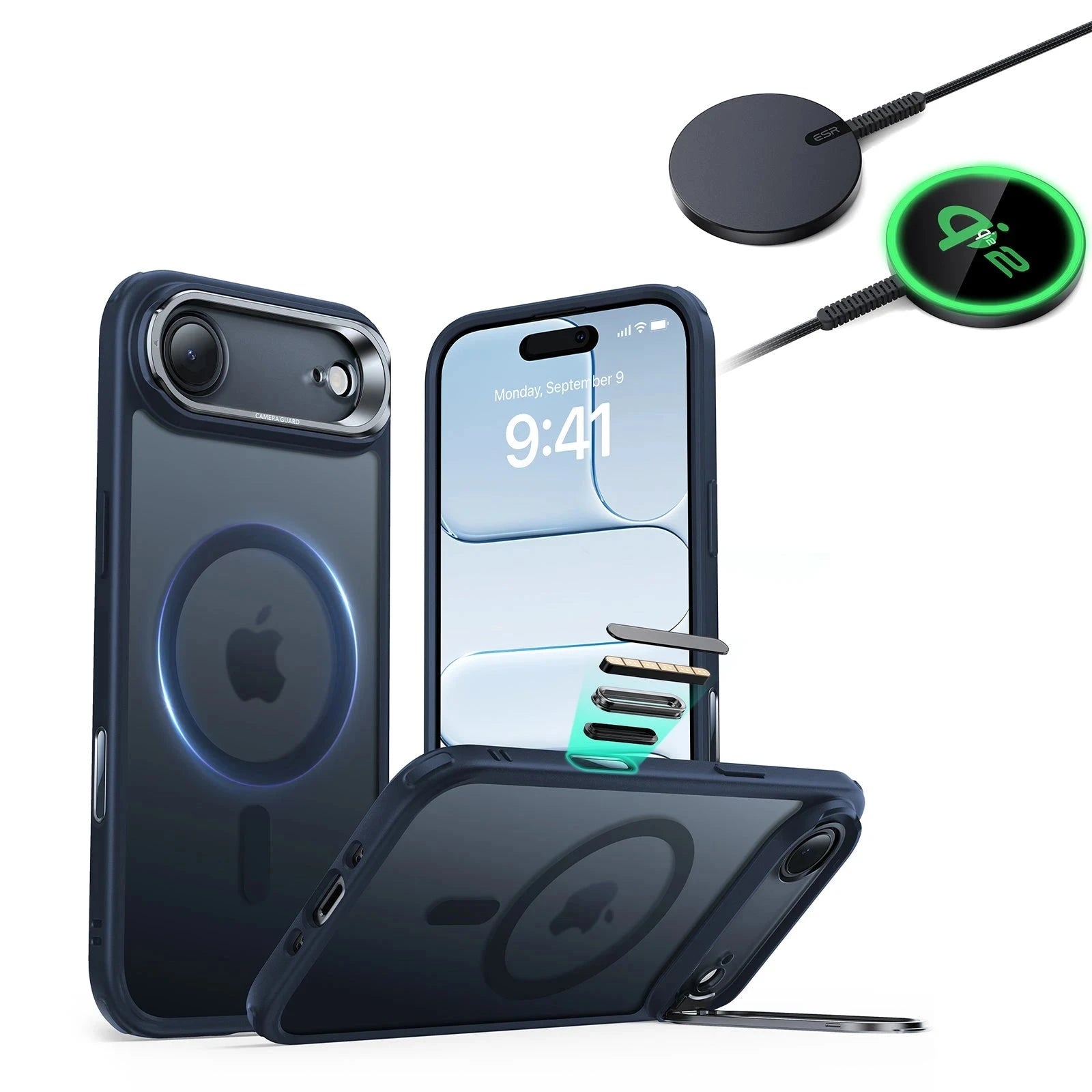 Blue iPhone Charging Case and Qi2 Mini Phone Charger Bundle|ESR Classic