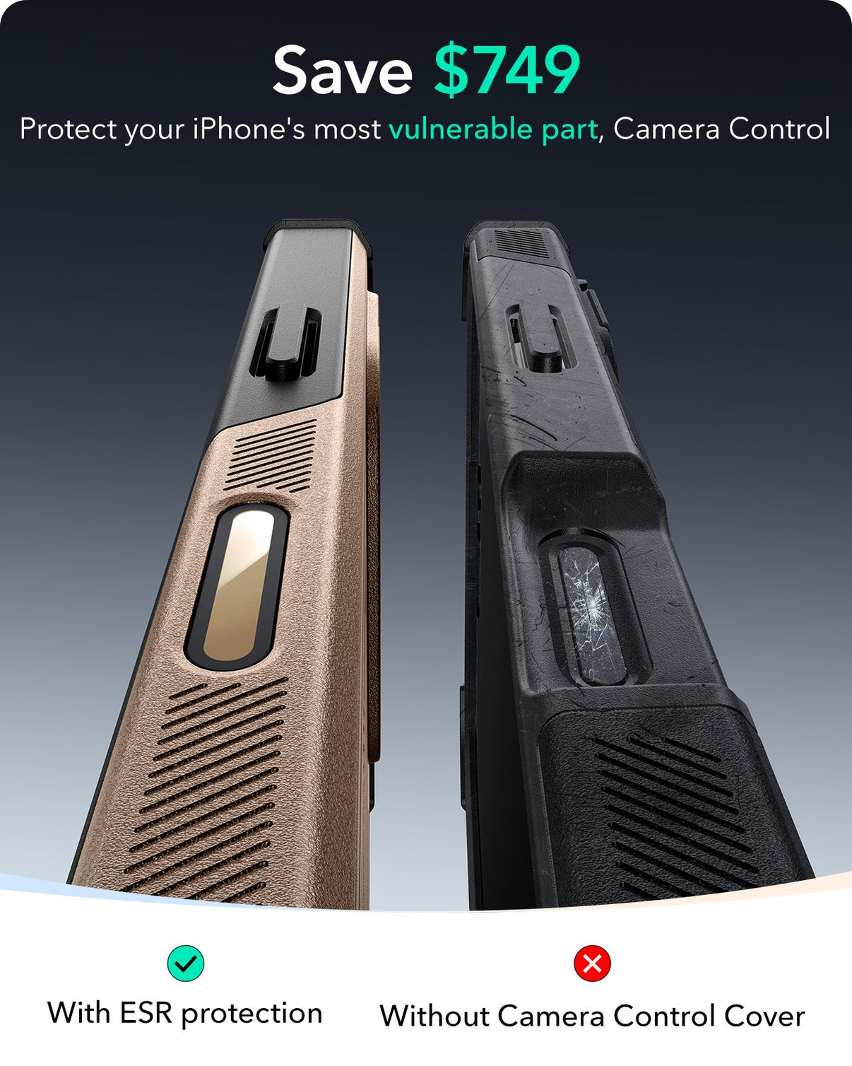 iPhone 16 Pro Max Titanium Phone Case with Stand (Camera Control)| ESR