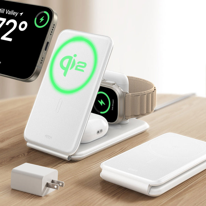 Qi2 3-in-1 Travel Wireless Charging Set with pouch-ESR